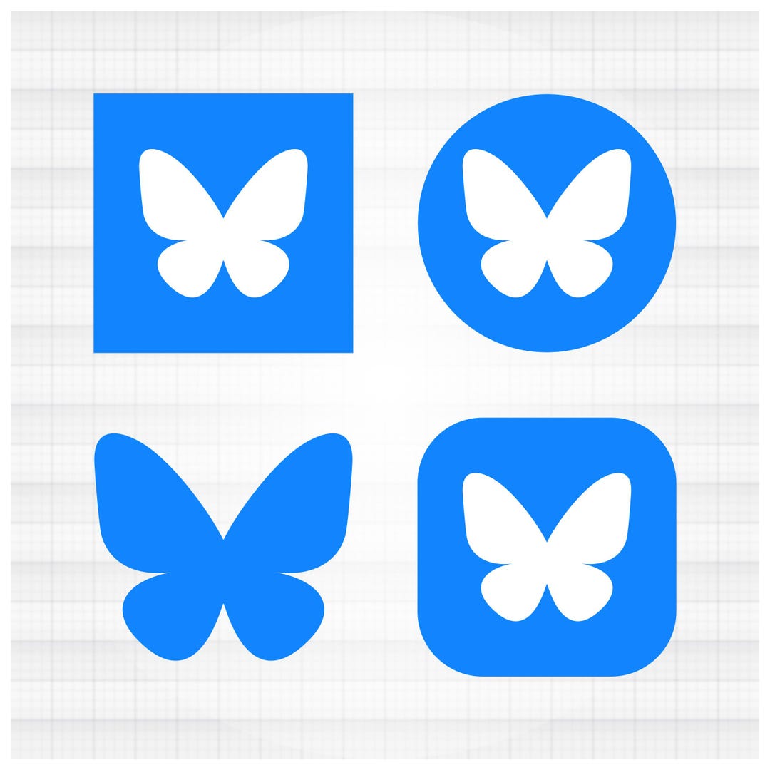 Bluesky Social Media Logo Set SVG PNG PDF Butterfly App Icon Pack for ...