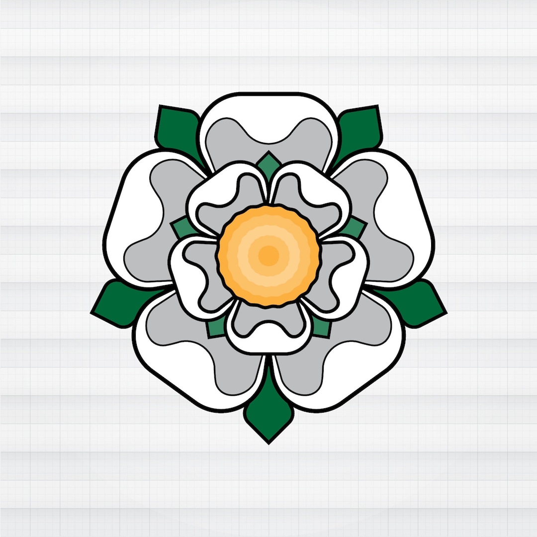 White Rose of York SVG PNG PDF | English Floral Heraldic Emblem Clipart ...