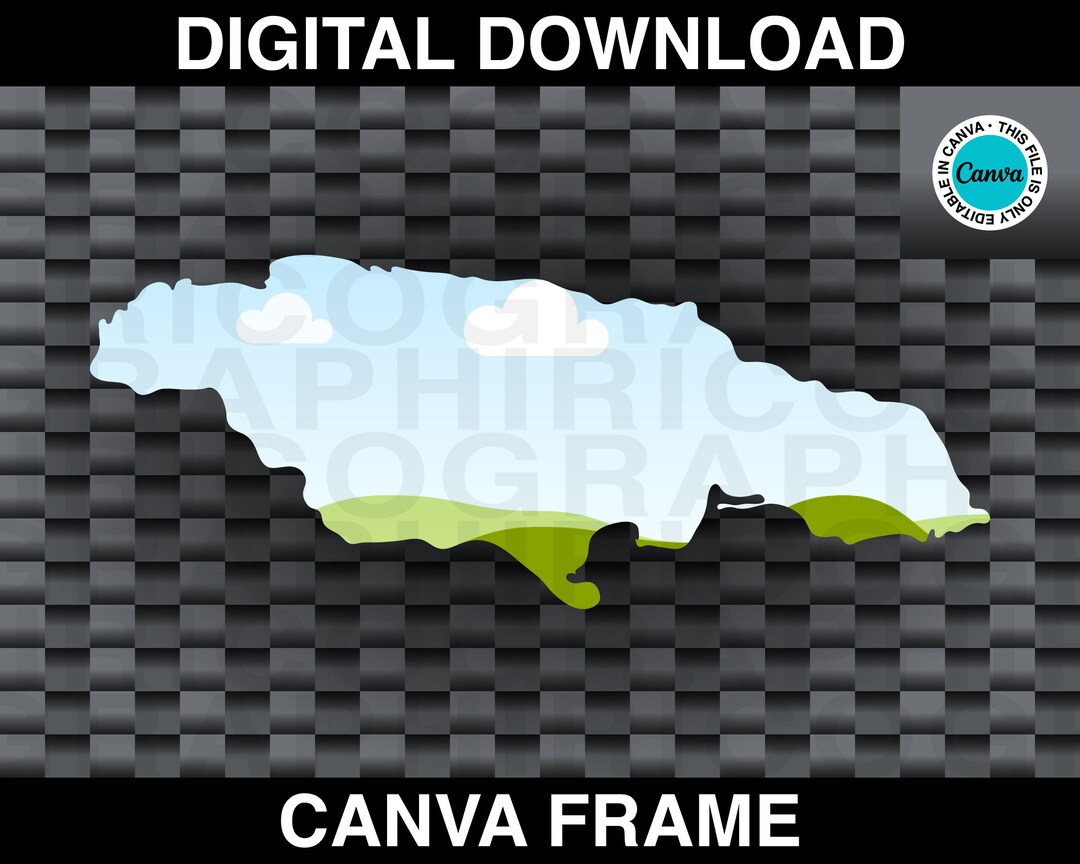 Jamaica Map Canva Frame Template Custom Template Background Easy Drag ...