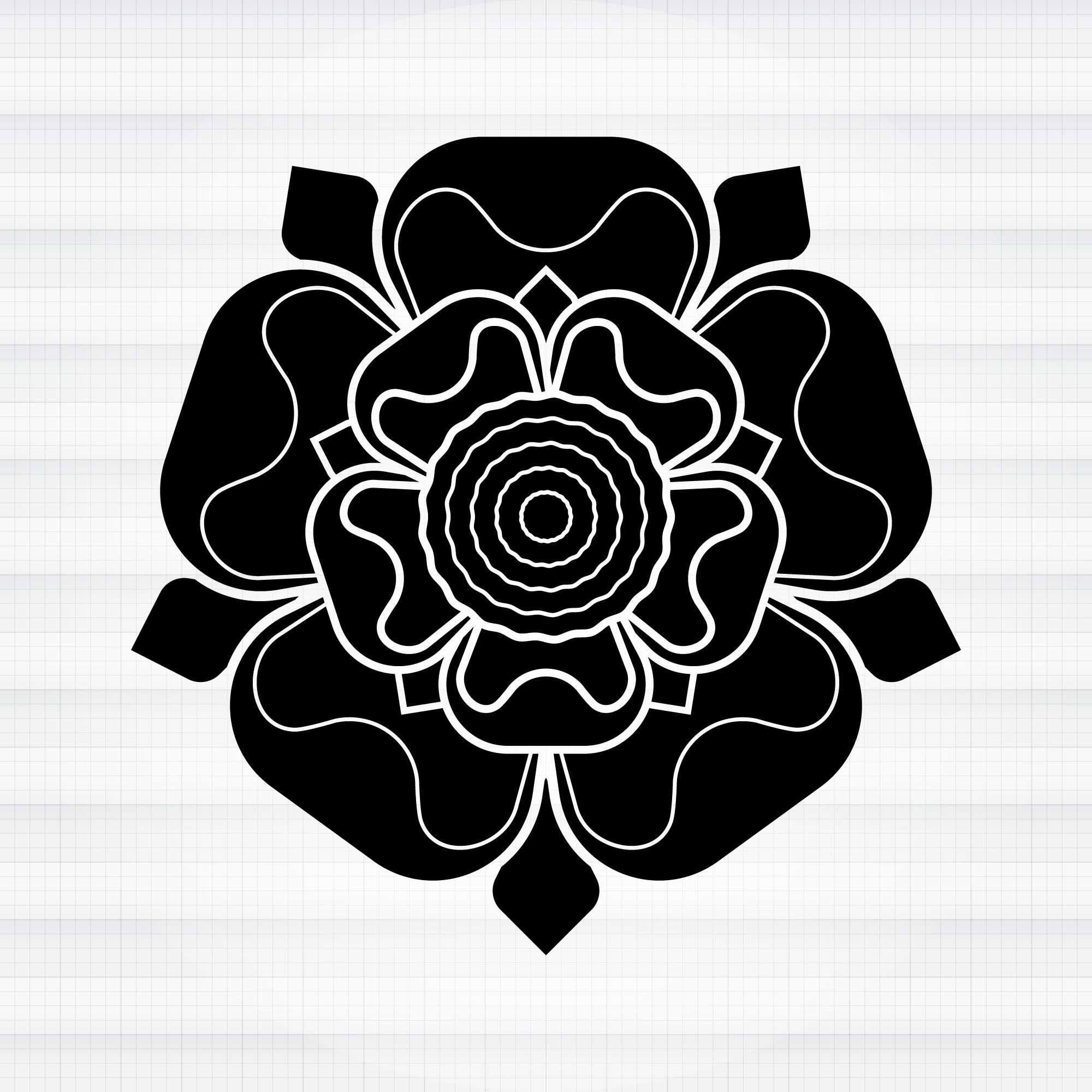 Tudor Rose of England Silhouette & Outline Set (SVG PNG PDF) Red Rose ...