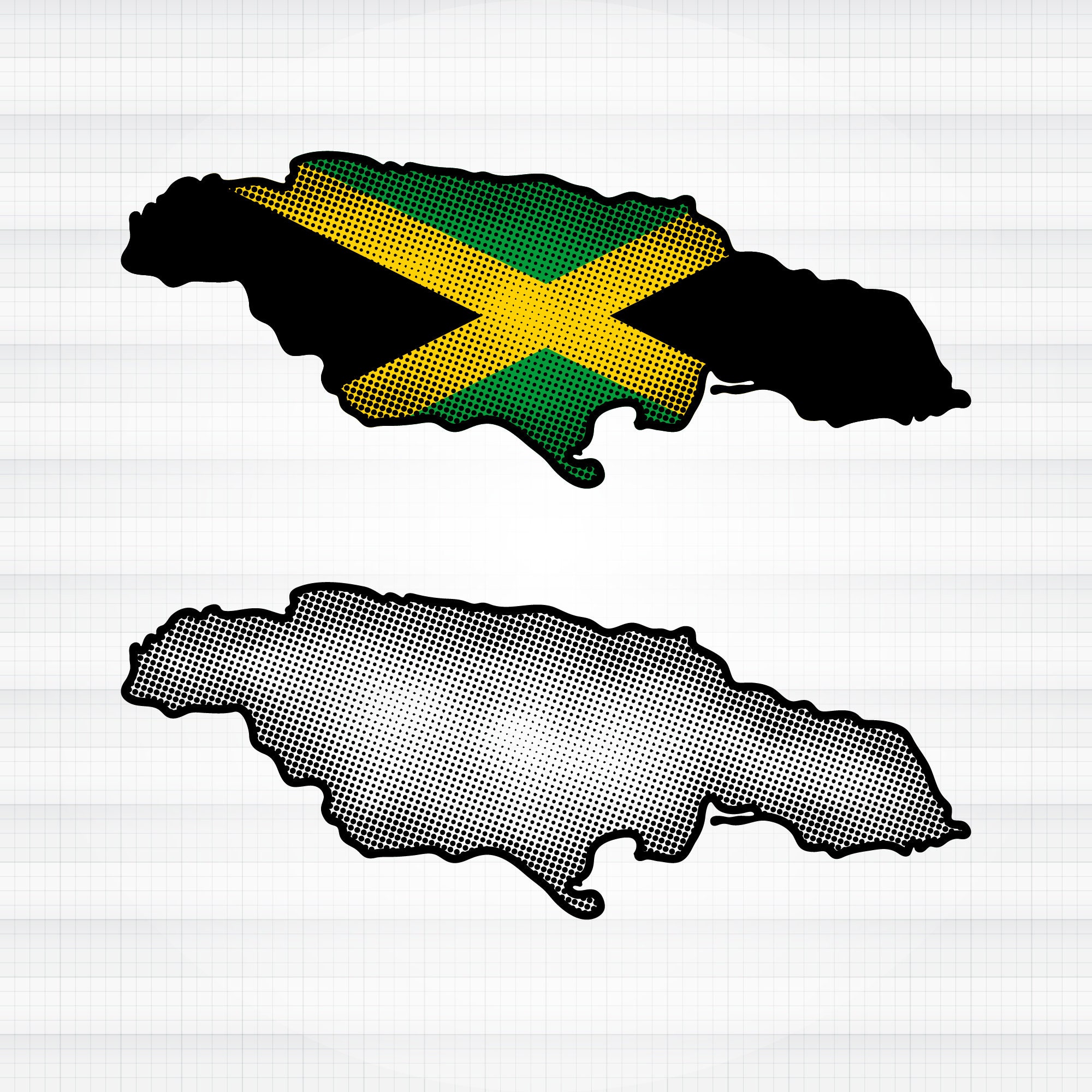 Jamaica Maps SVG PNG PDF Jamaican Flag Map Halftone Gradient Black ...