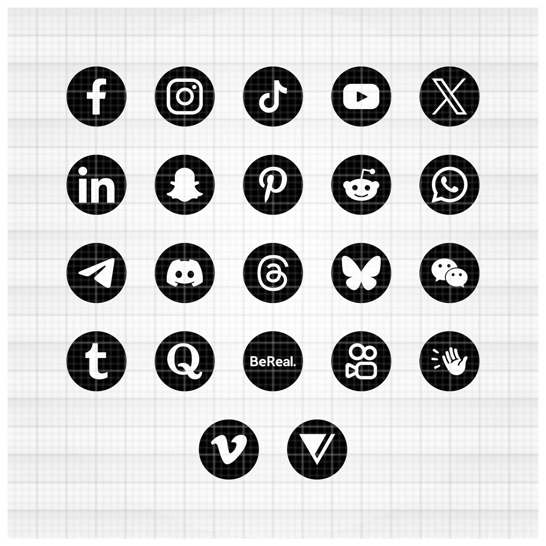 Social Media Logo Set SVG PNG PDF, App Icon Bundle for Influencers ...