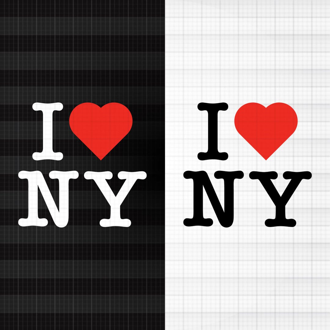 I Love NY New York SVG PNG Set Red Heart Vintage Lettering Design Retro ...