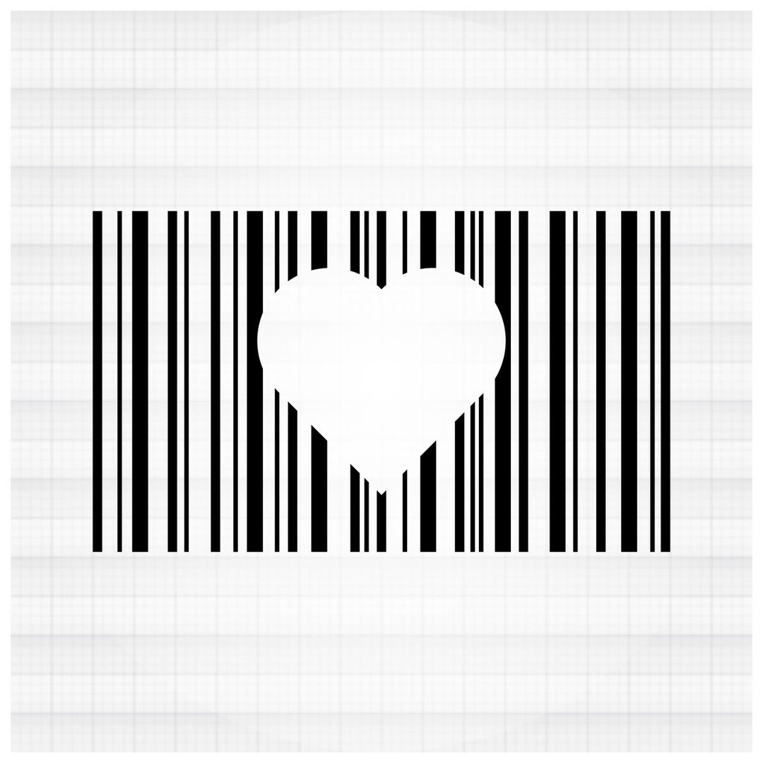 Barcode Heart Shape Striped Lines Cut Out Negative Space SVG PNG PDF ...