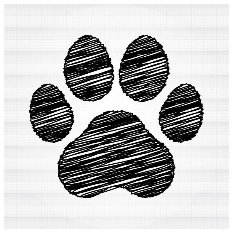 Dog Paw Print SVG PNG Hand Drawn Sketch Doodle Scribble Animal Puppy ...