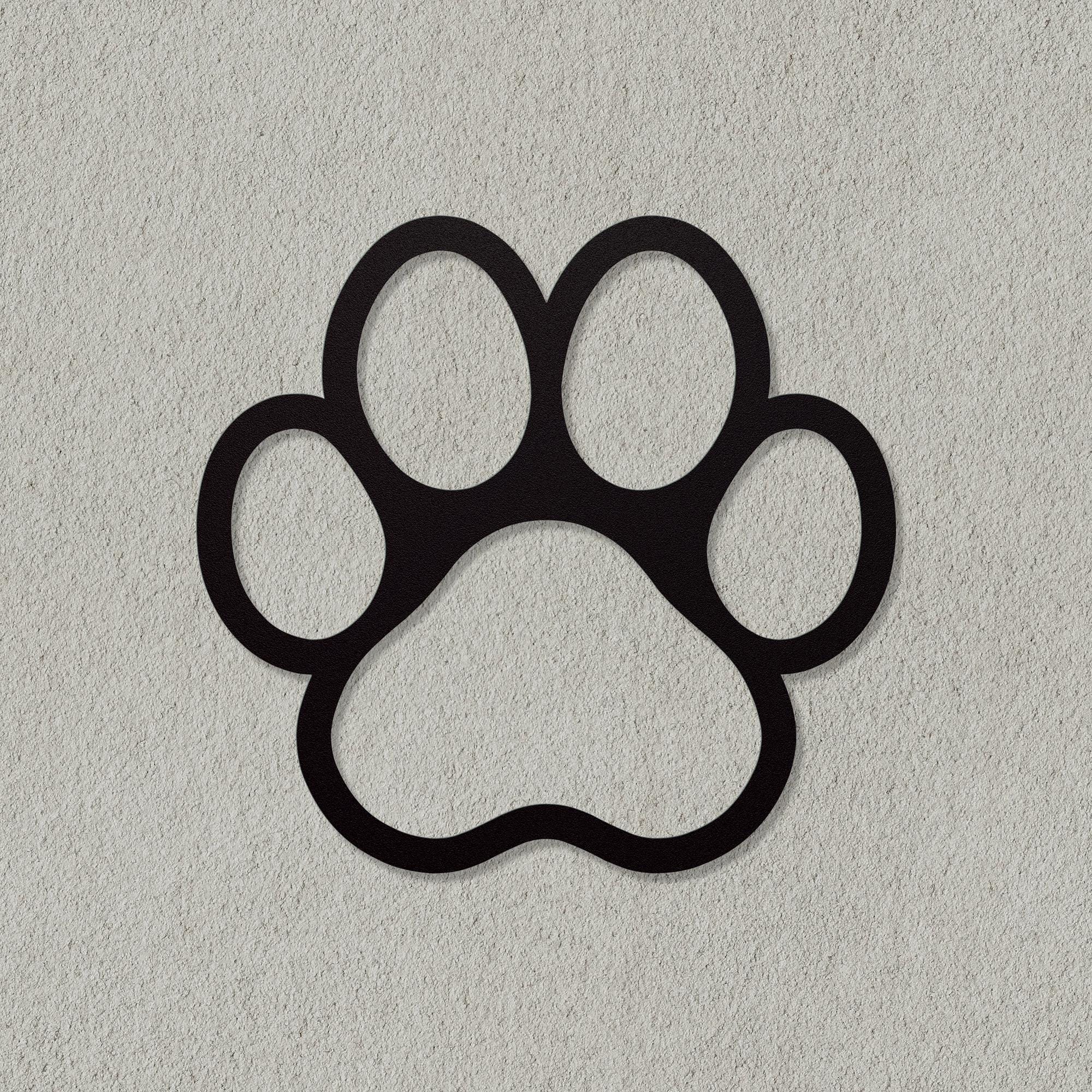 Dog Paw Print Metal Wall Art Sign, Minimalist Pet Puppy Paw Outline ...