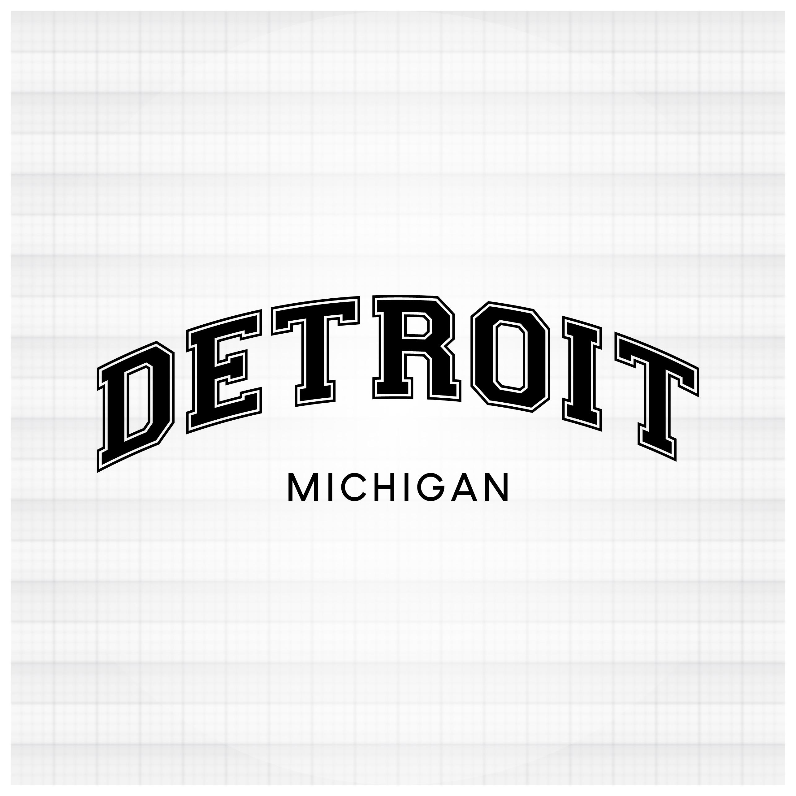 Detroit Michigan City Bundle SVG PNG Printable Arched Text Lettering ...
