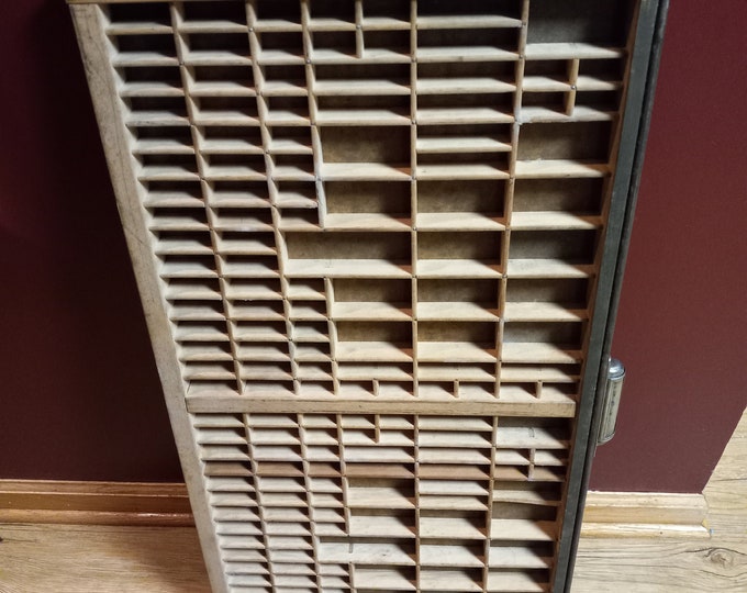 Vintage French Letter Press Printer Tray Type Case Wood Printers Drawer ...