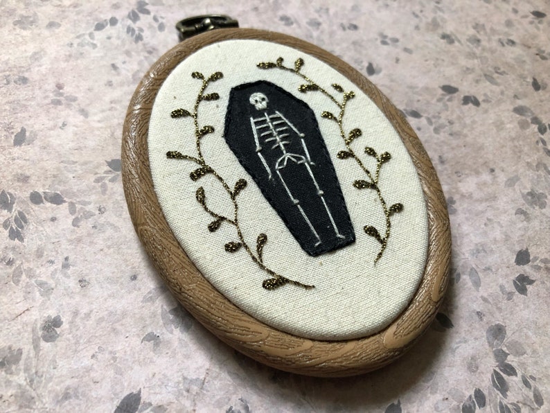 Mini Skeleton Coffin Embroidery Vines Memento Mori 2.5x3.5 Inch - Etsy