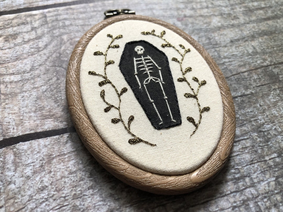 Mini Skeleton Coffin Embroidery Vines Memento Mori 2.5x3.5 Inch - Etsy