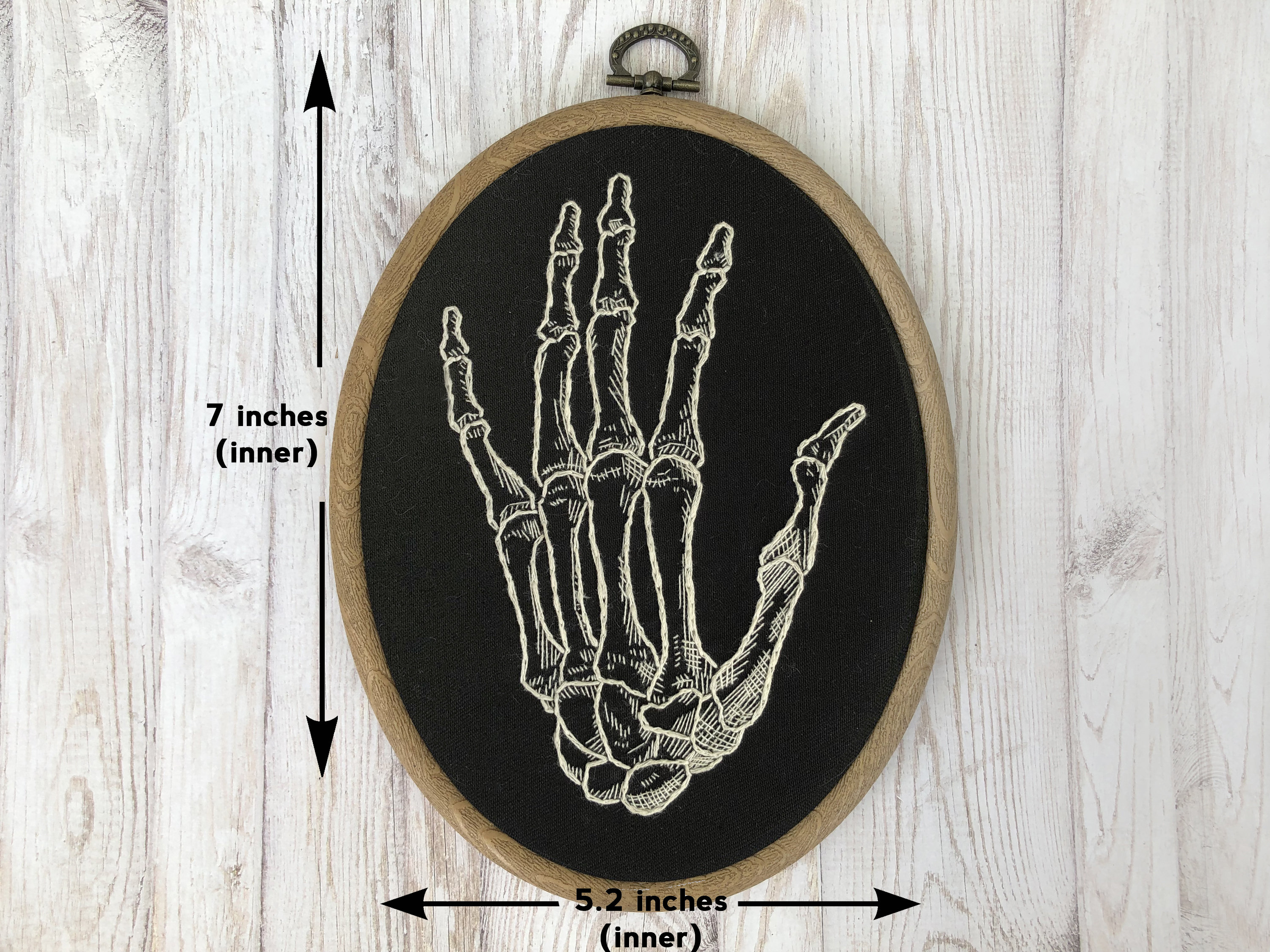 Skeletal Hand Bones 7x5.2 Inch Oval Embroidery Skeleton | Etsy