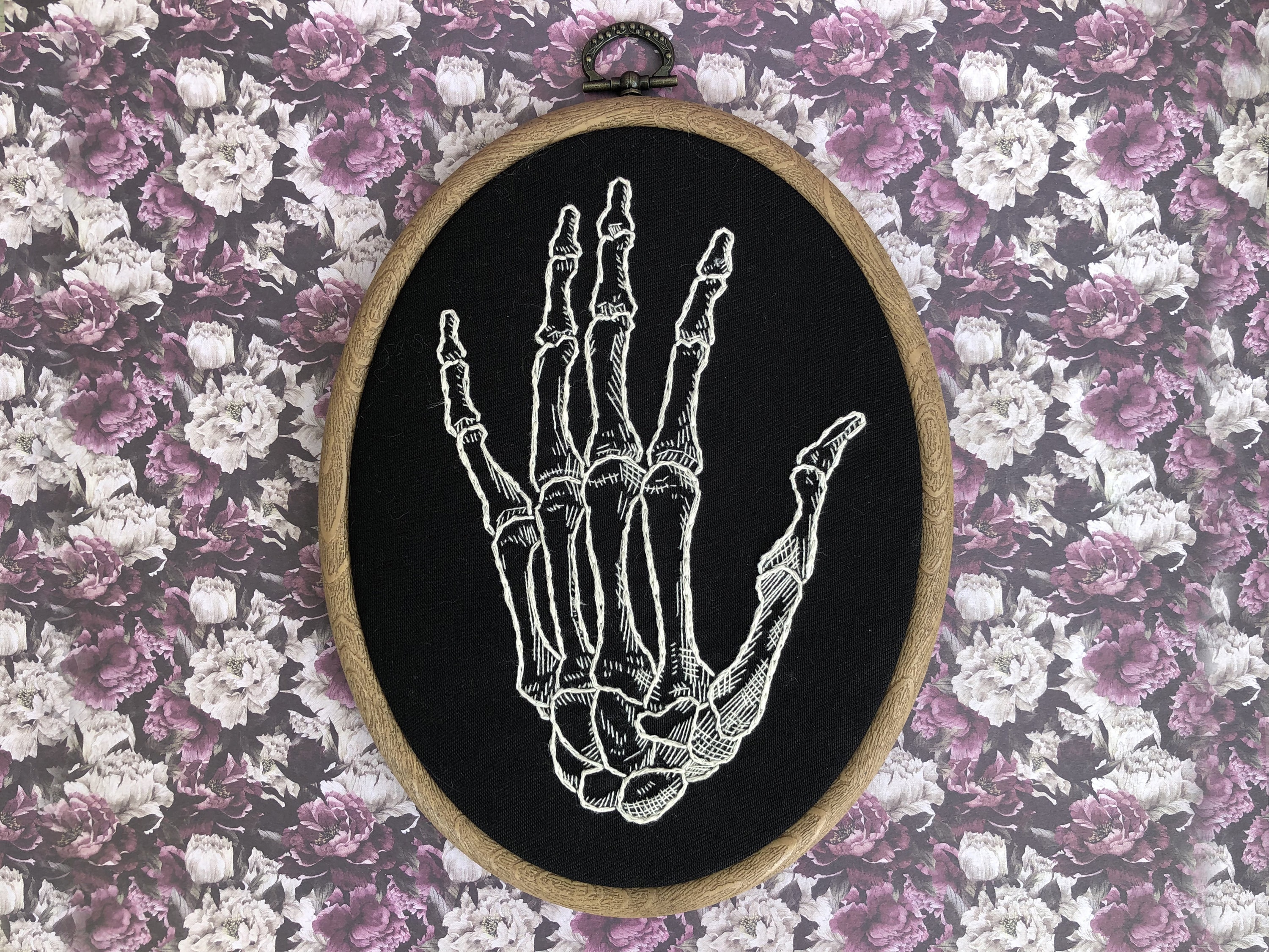 Skeletal Hand Bones 7x5.2 Inch Oval Embroidery Skeleton | Etsy