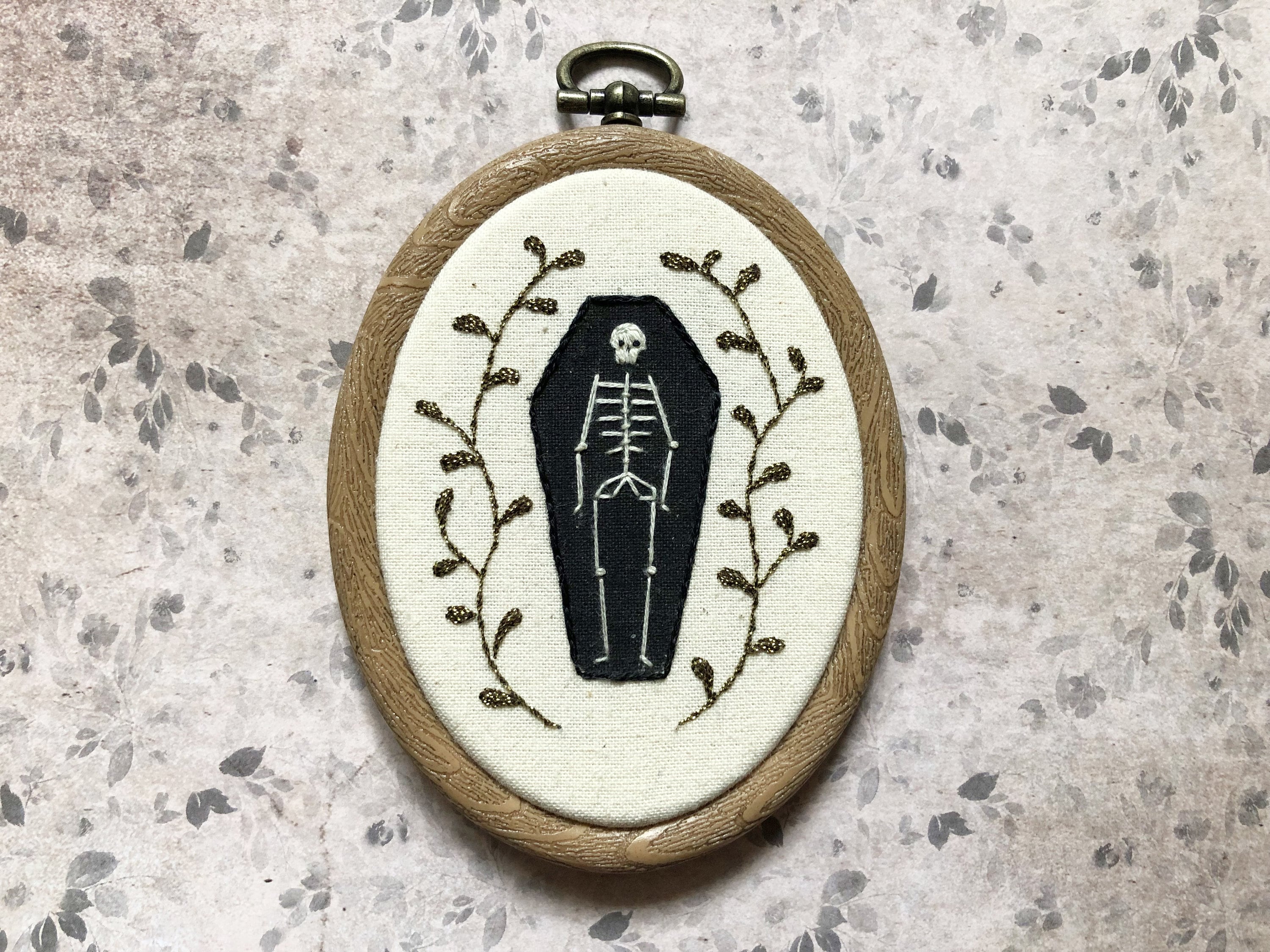 Mini Skeleton Coffin Embroidery Vines Memento Mori 2.5x3.5 Inch - Etsy