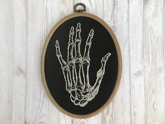 Skeletal Hand Bones 7x5.2 Inch Oval Embroidery Skeleton | Etsy