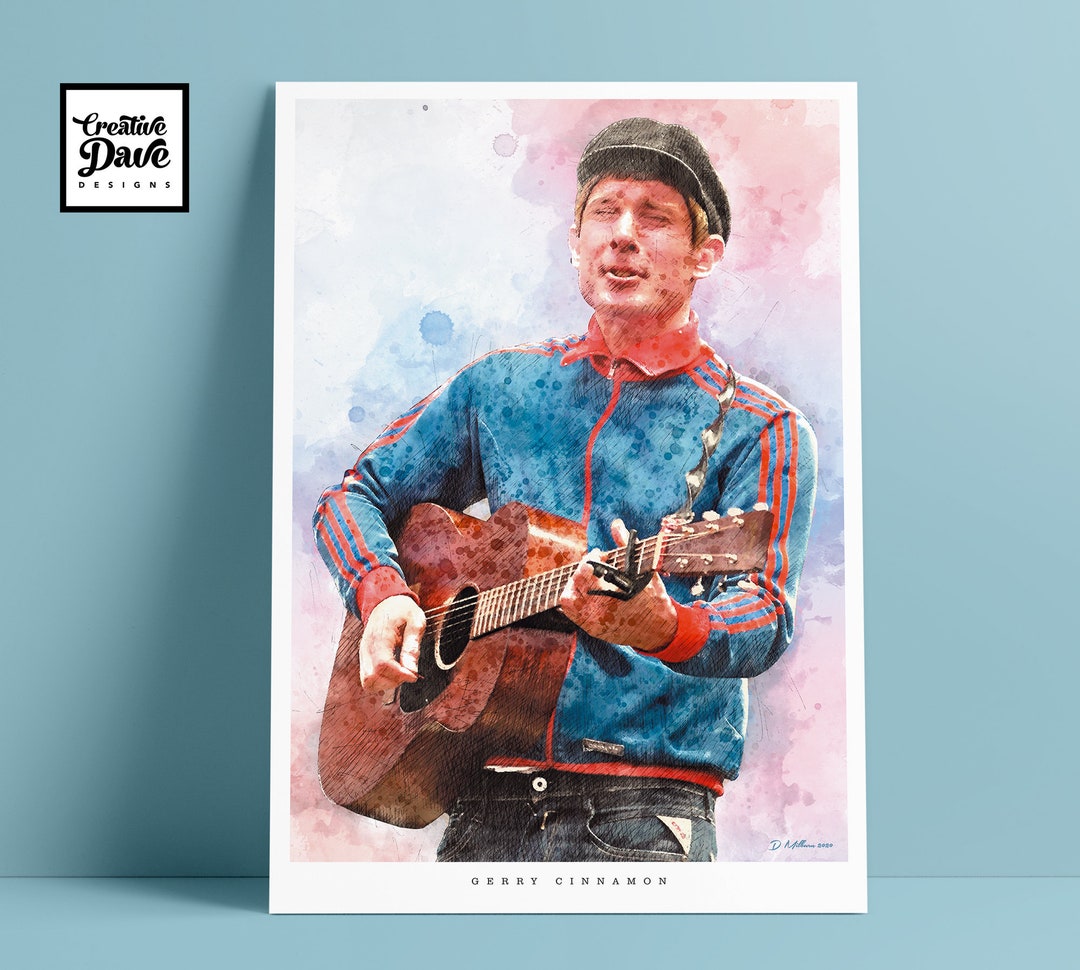 Gerry Cinnamon Watercolour Wall Art - Etsy UK