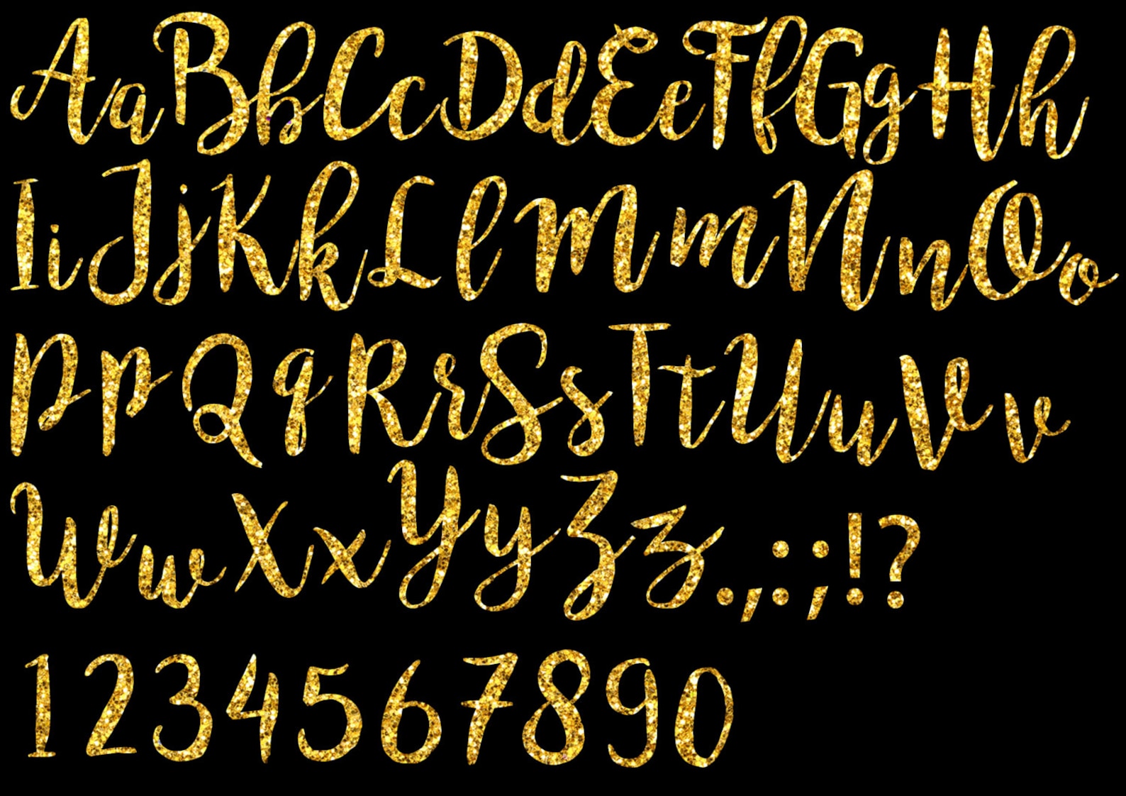 Gold Glitter Alphabet Clipart Gold Glitter Letters Gold Glitter Font ...