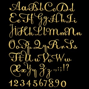 Gold Foil Handwritten Alphabet Clipart Gold Foil Letters Gold Foil Font ...
