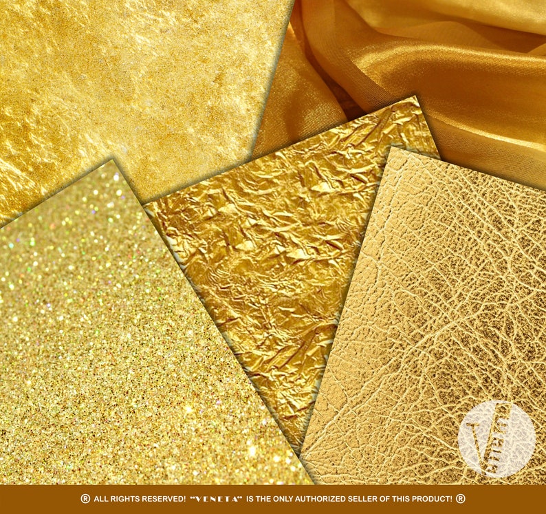 Gold Textured Digital Paper Pack Gold Backgrounds Gold Glitter - Etsy