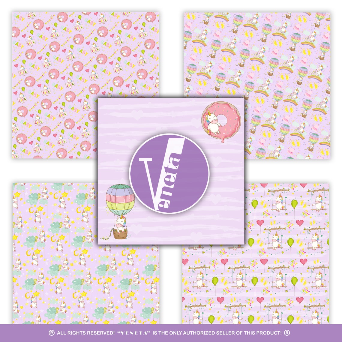 Rainbow Unicorn Digital Paper Pack Instant Download Printable - Etsy