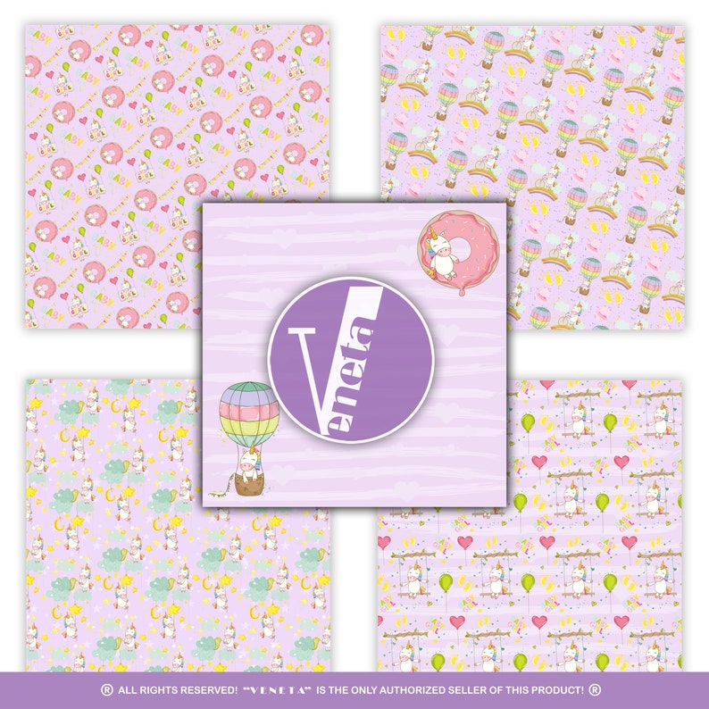 Rainbow Unicorn Digital Paper Pack Instant Download Printable - Etsy