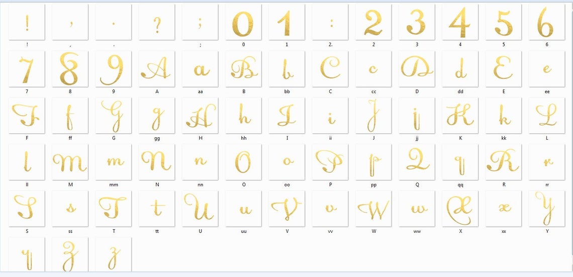 Gold Foil Handwritten Alphabet Clipart Gold Foil Letters Gold Foil Font ...