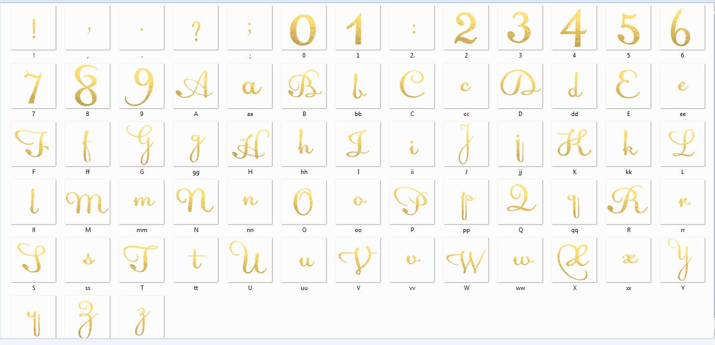 Gold Foil Handwritten Alphabet Clipart Gold Foil Letters Gold Foil Font ...