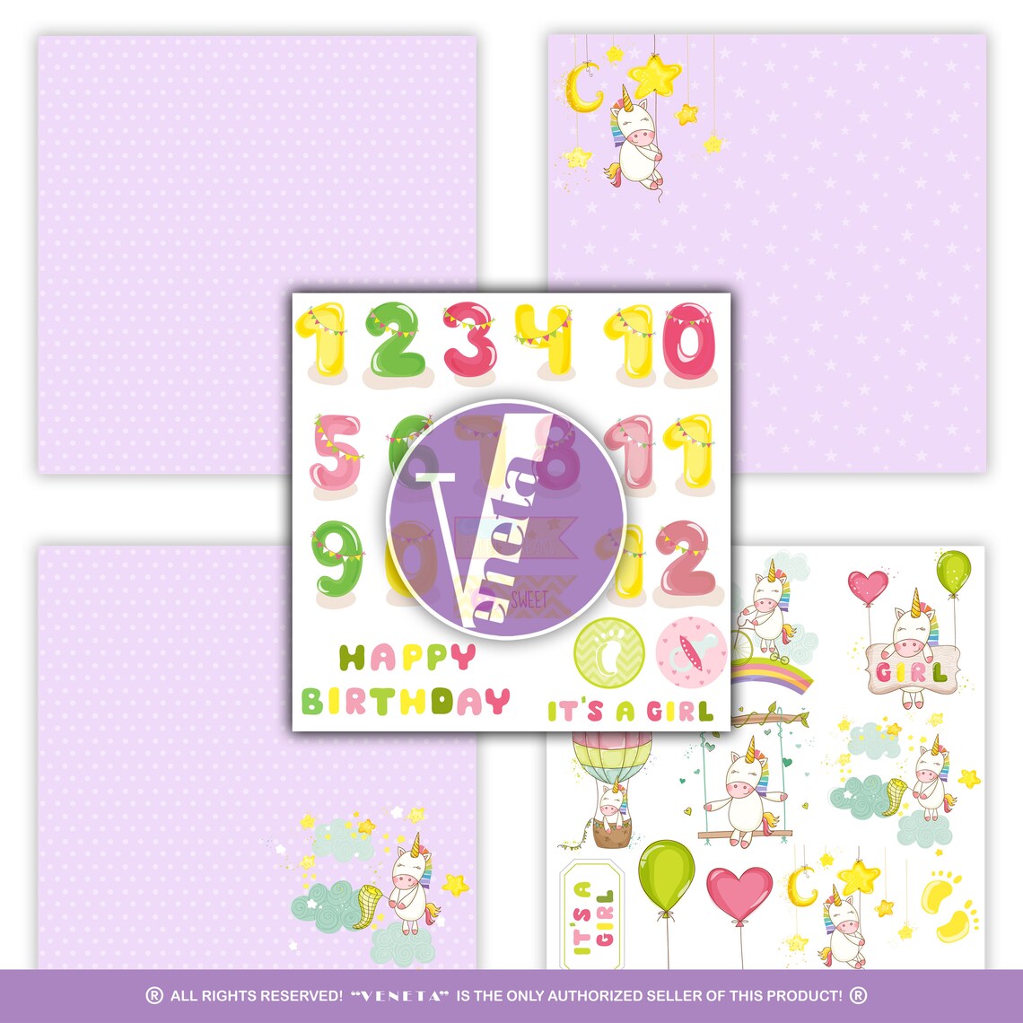 Rainbow Unicorn Digital Paper Pack Instant Download Printable - Etsy