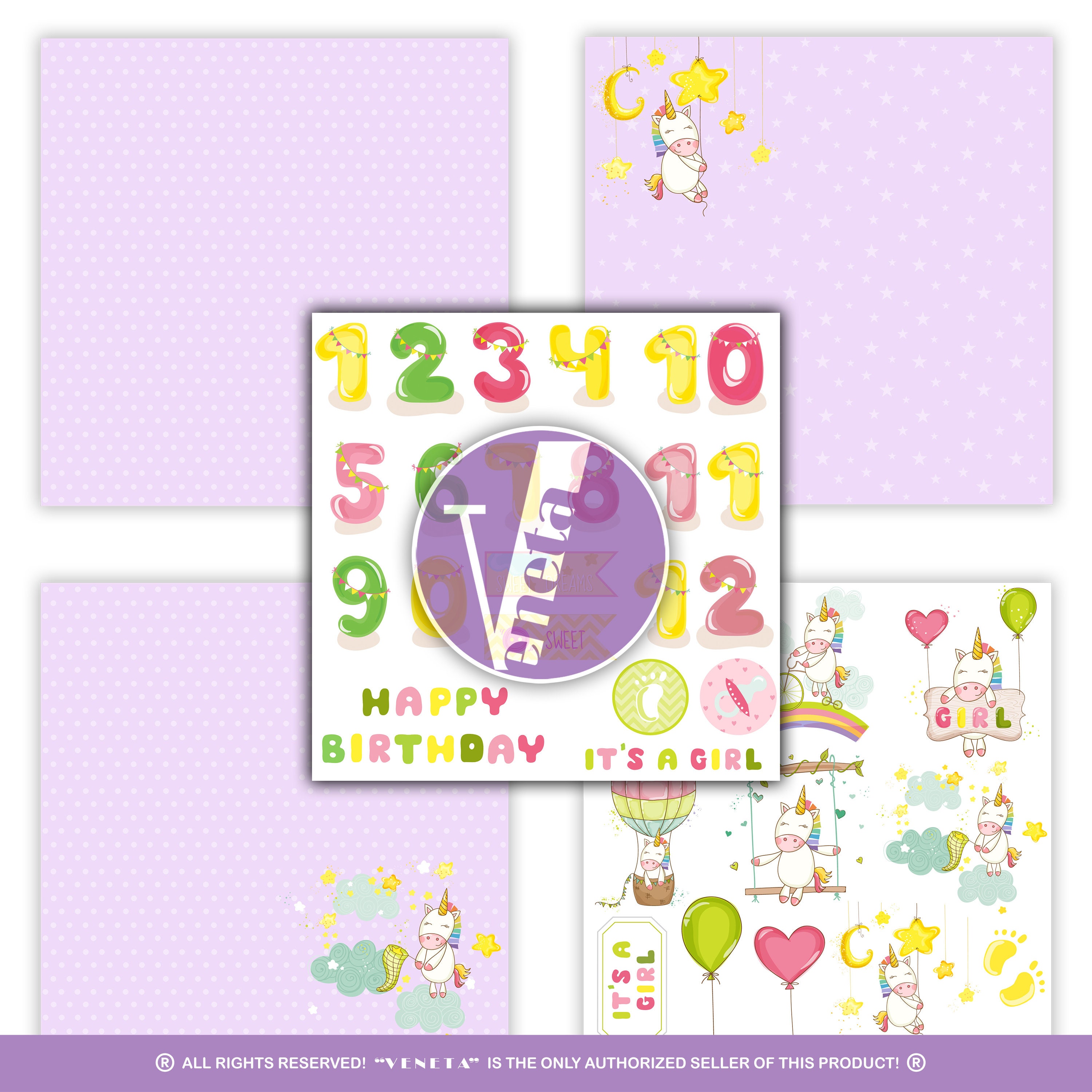 Rainbow Unicorn Digital Paper Pack Instant Download Printable - Etsy