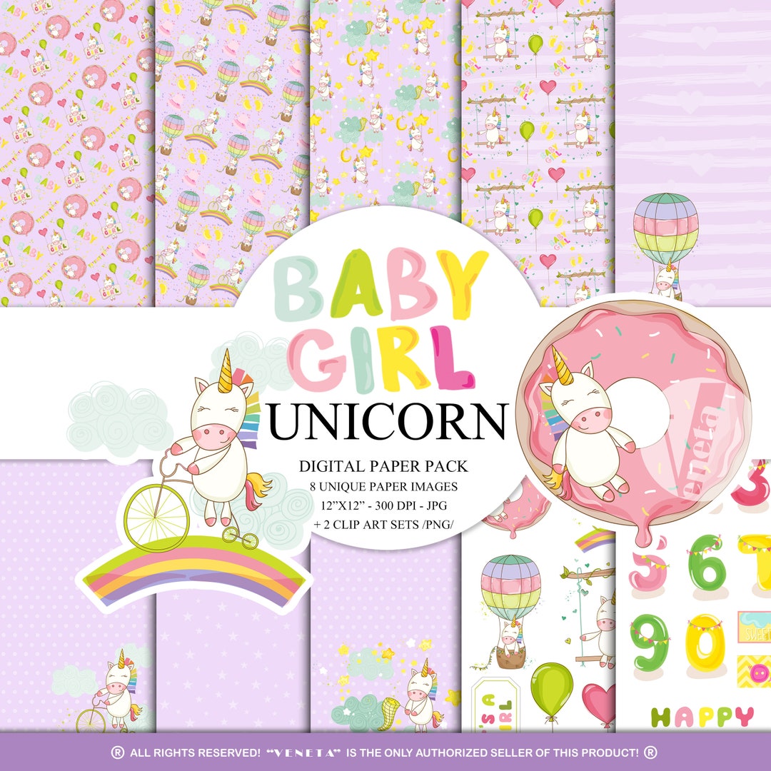 Rainbow Unicorn Digital Paper Pack Instant Download Printable - Etsy