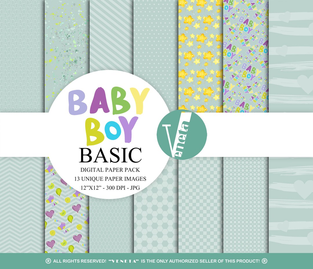 Baby Girl Basic Digital Paper Pack Instant Download Printable Baby Boy ...