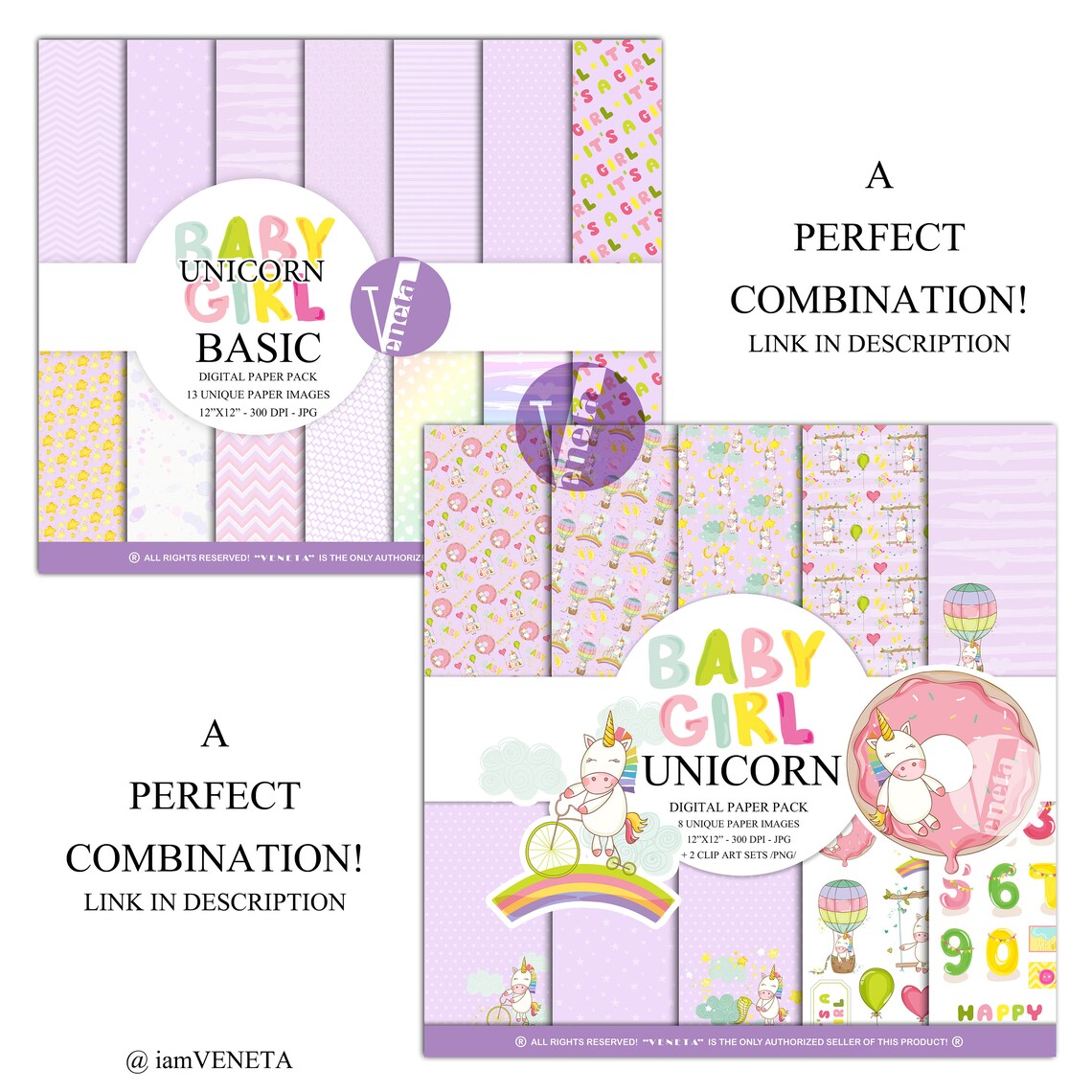 Rainbow Unicorn Digital Paper Pack Instant Download Printable - Etsy