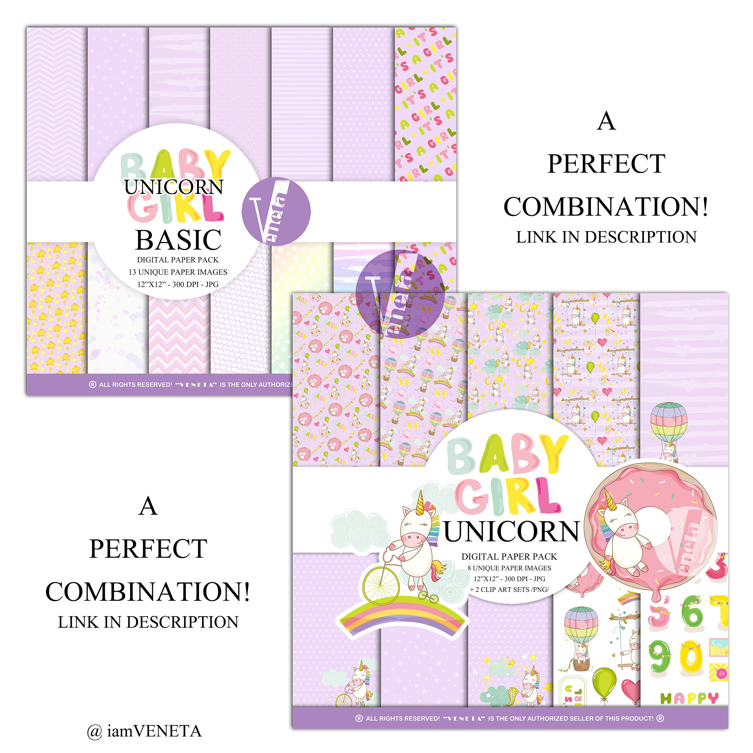 Rainbow Unicorn Digital Paper Pack Instant Download Printable - Etsy