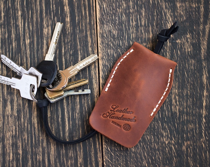 Leather Key Holder, Leather Key Pouch, Leather Keychain, Key Case Cover ...