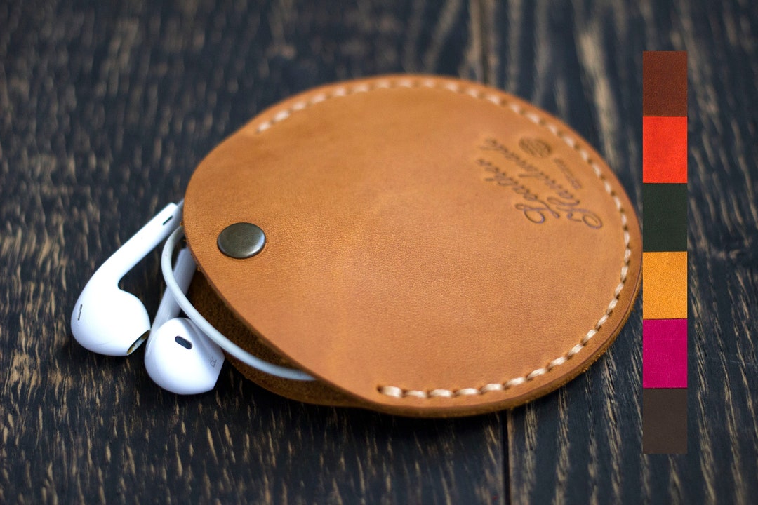Personalized Headphone Case Leather Earphone Case Cable Organizer ...