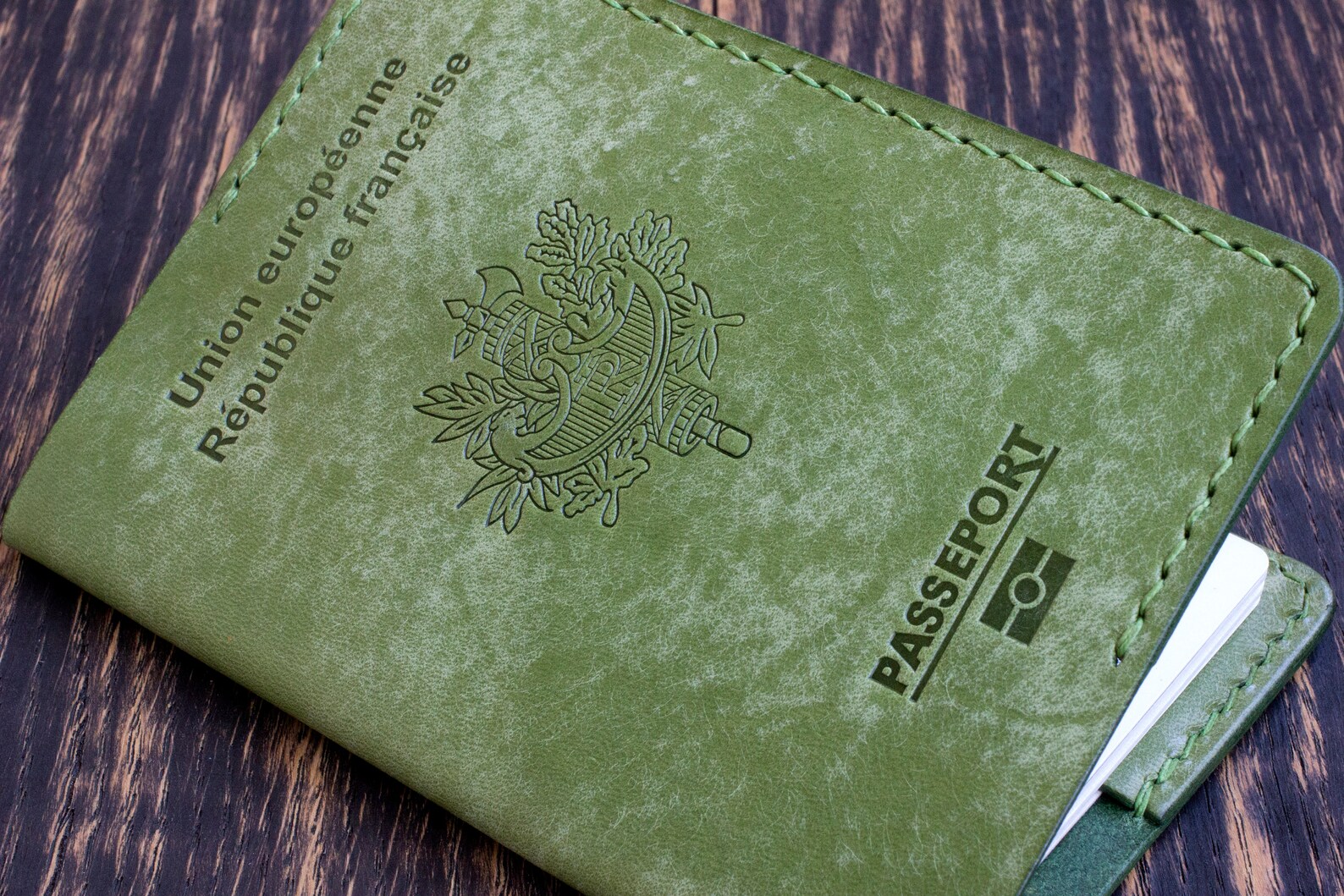 Leather Passport Cover With France Emblem, Leather Passport Holder ...