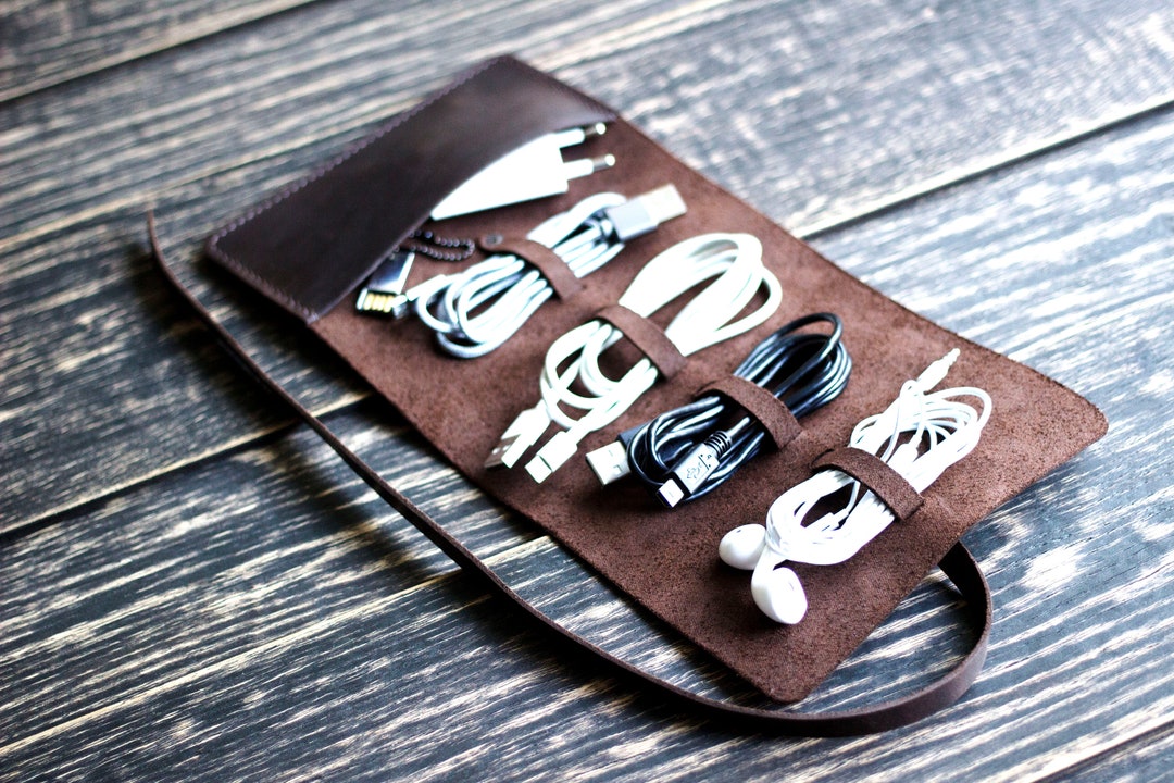 Cable Organizer, Leather Organizer for Cables, Earphone Wrap Winder ...