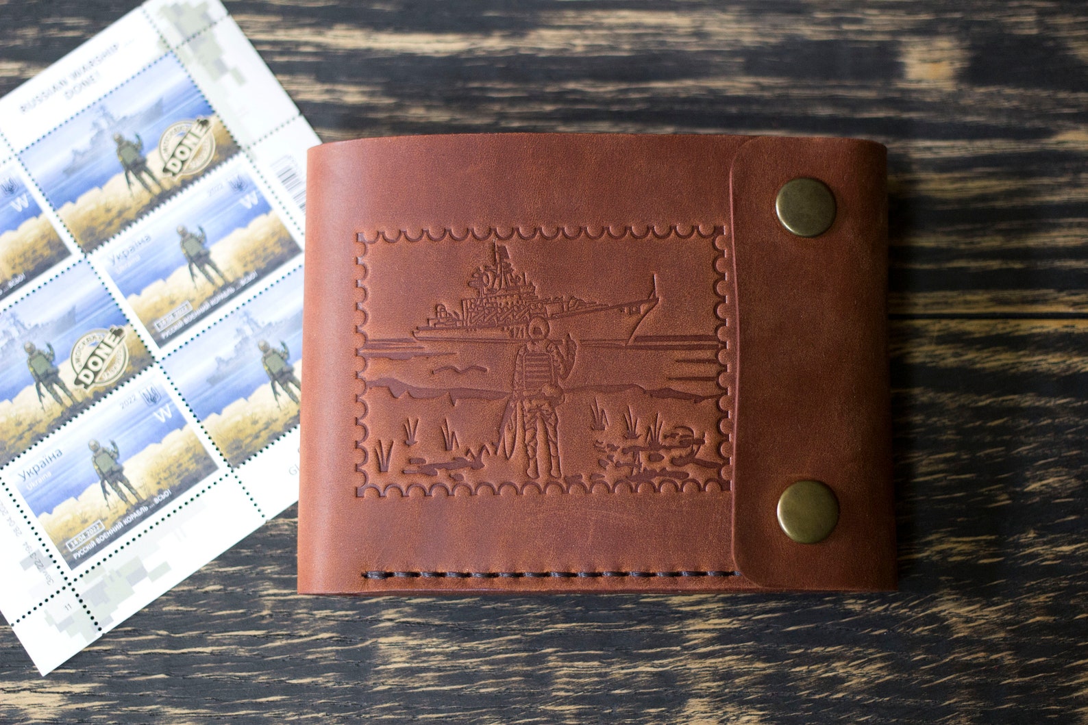 Wallet With Postage Stamp Image Russian Warship Go Fk - Etsy