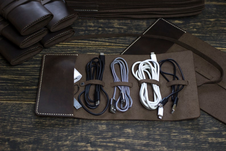 Leather Cord Organizer Wrap Holder Cable Bag Roll Holder - Etsy