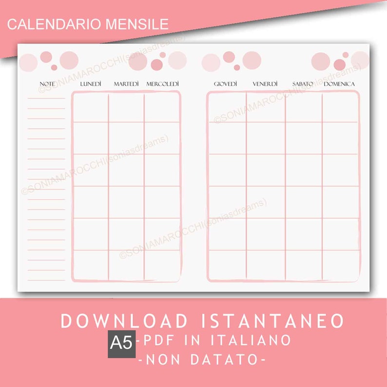 Planner settimanale stampabile, in italiano, tn inserts a5 - Etsy Italia