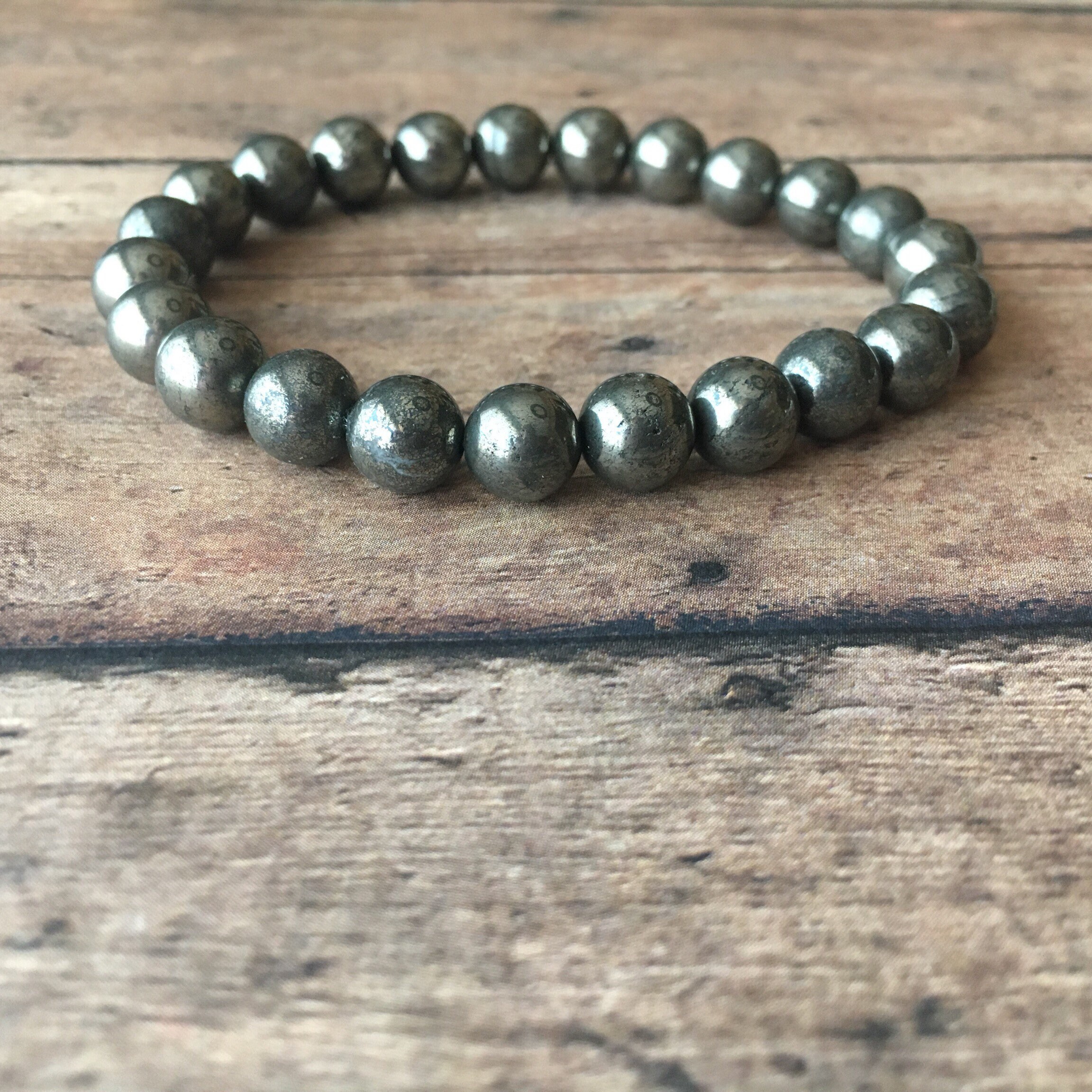 8mm genuine and natural pyrite bracelet pyrite bracelet | Etsy