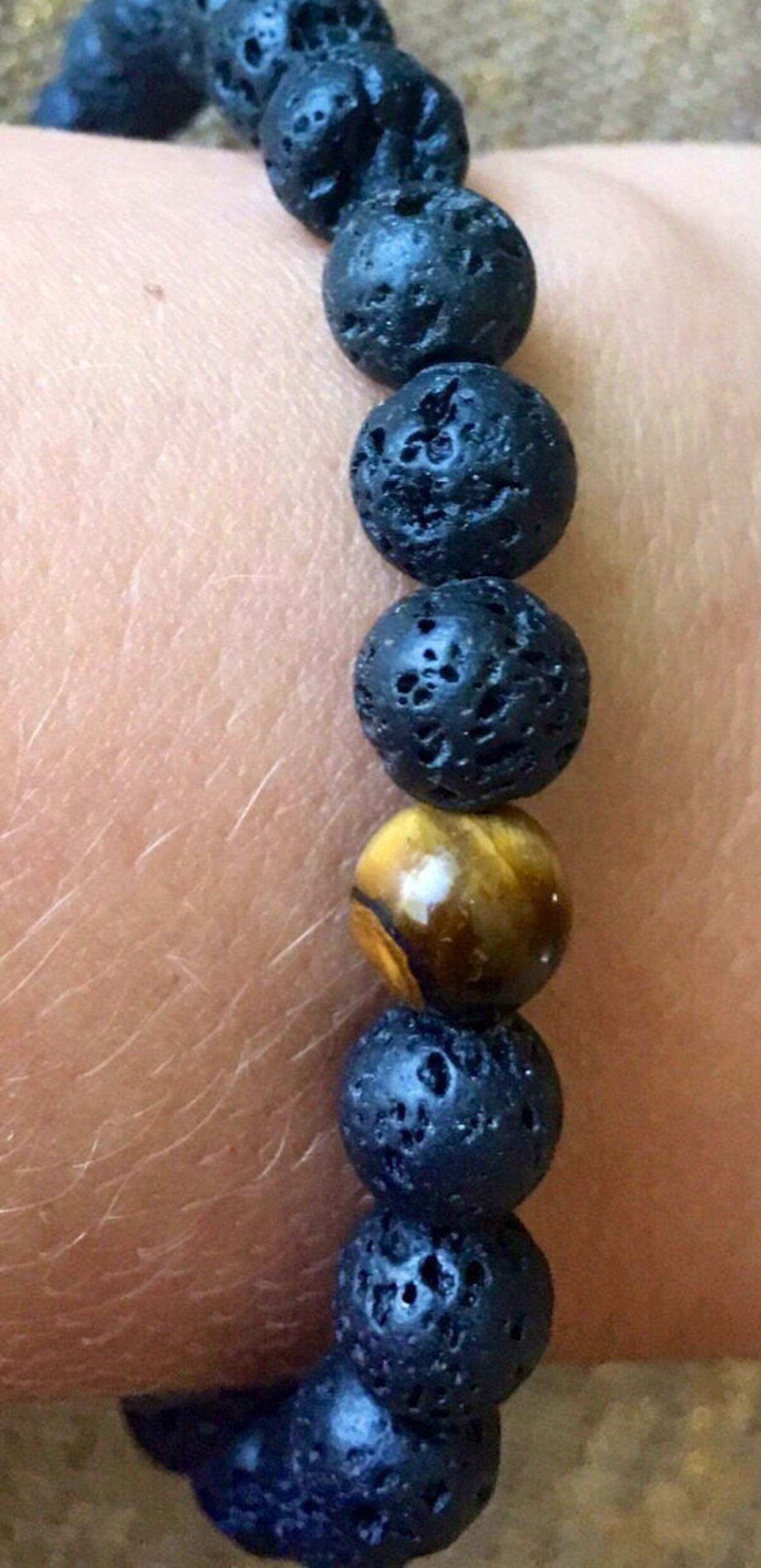 8mm Volcanic Lava Rock Bracelet Beaded Bracelet Men's | Etsy