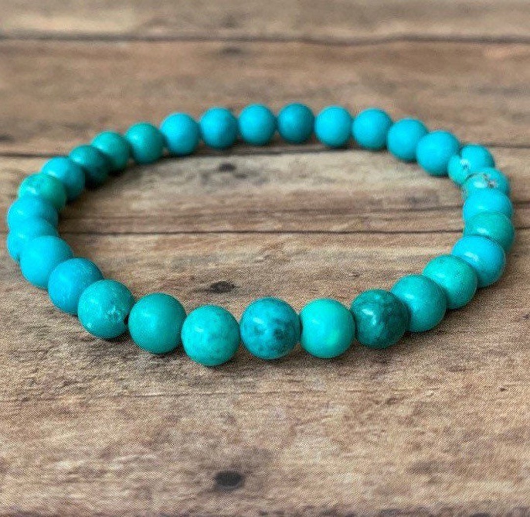 6mm Blue Green Turquoise Bracelet, Turquoise Color Bracelet, Turquoise ...