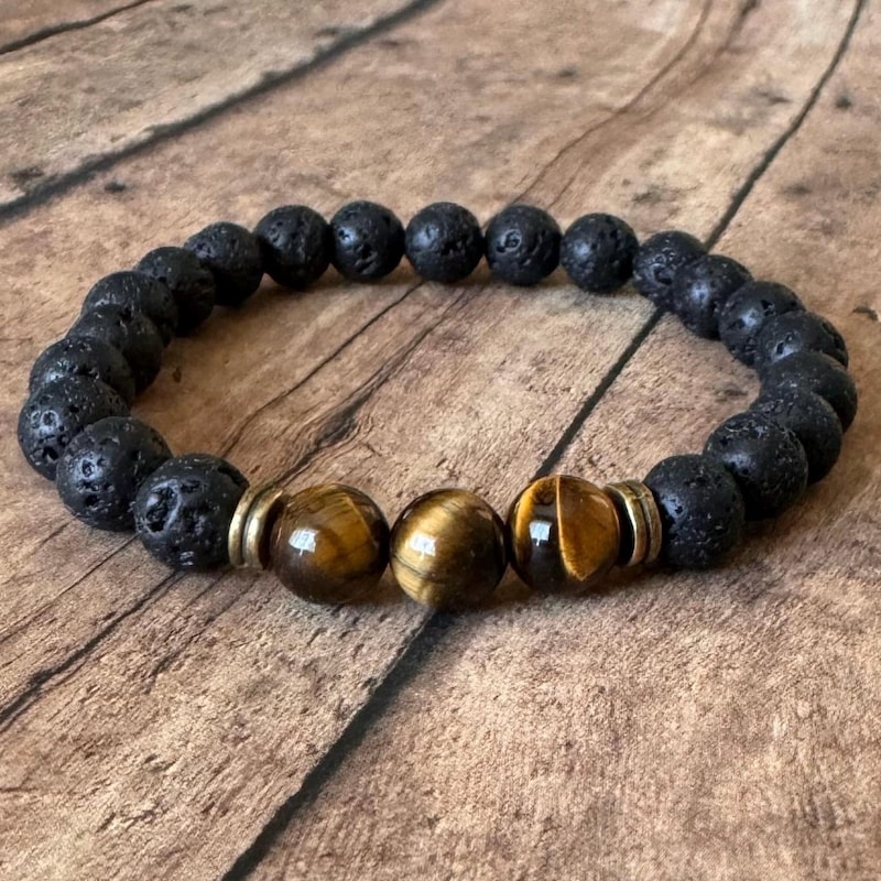 Beaded Lava Rock Bracelet - Etsy