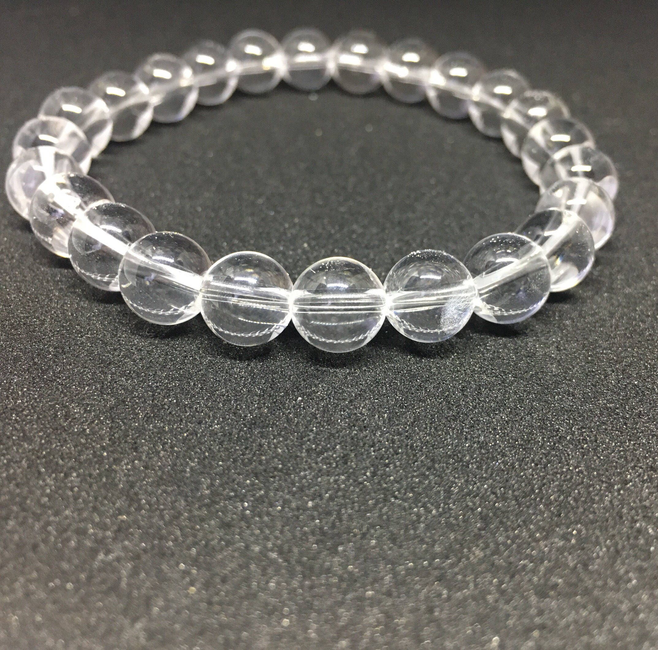 8mm Clear Quartz Crystal Bracelet – Natural Gemstone Beads, Handmade ...