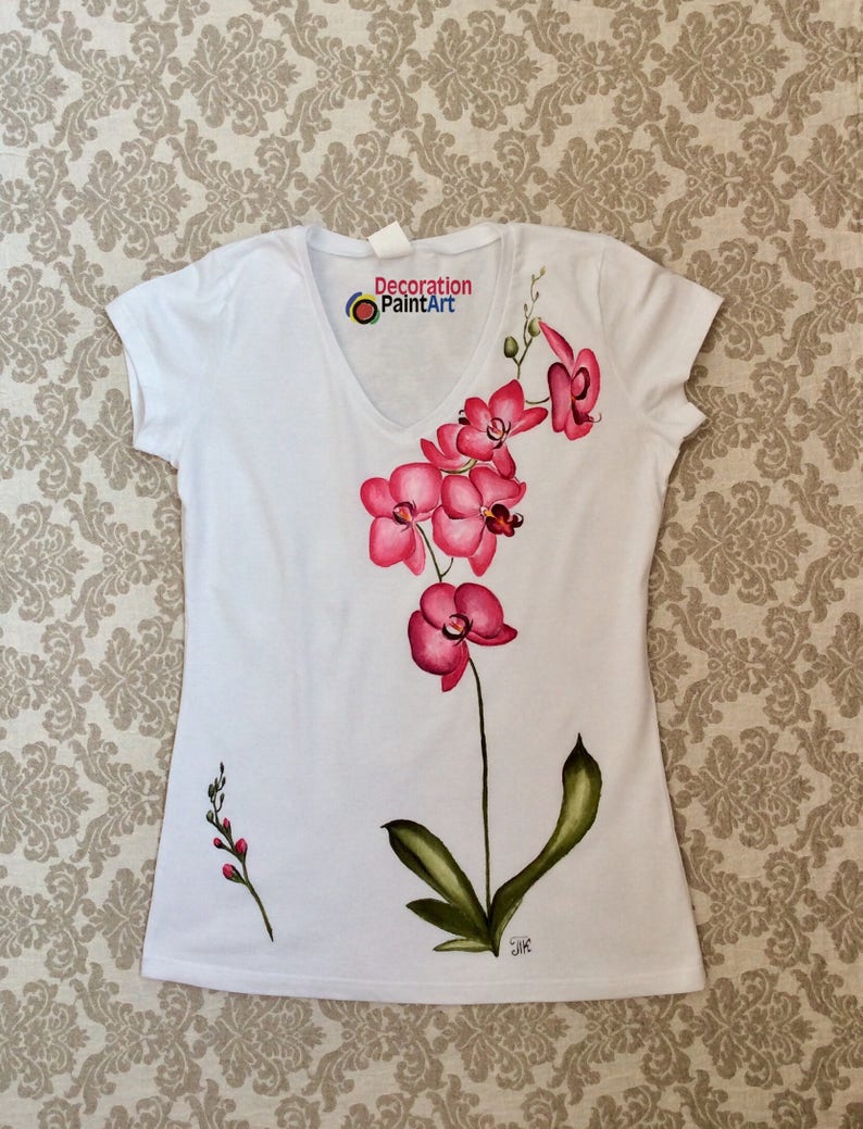 Hand-painted T-shirt/white t-shirt/Women's tees/women | Etsy