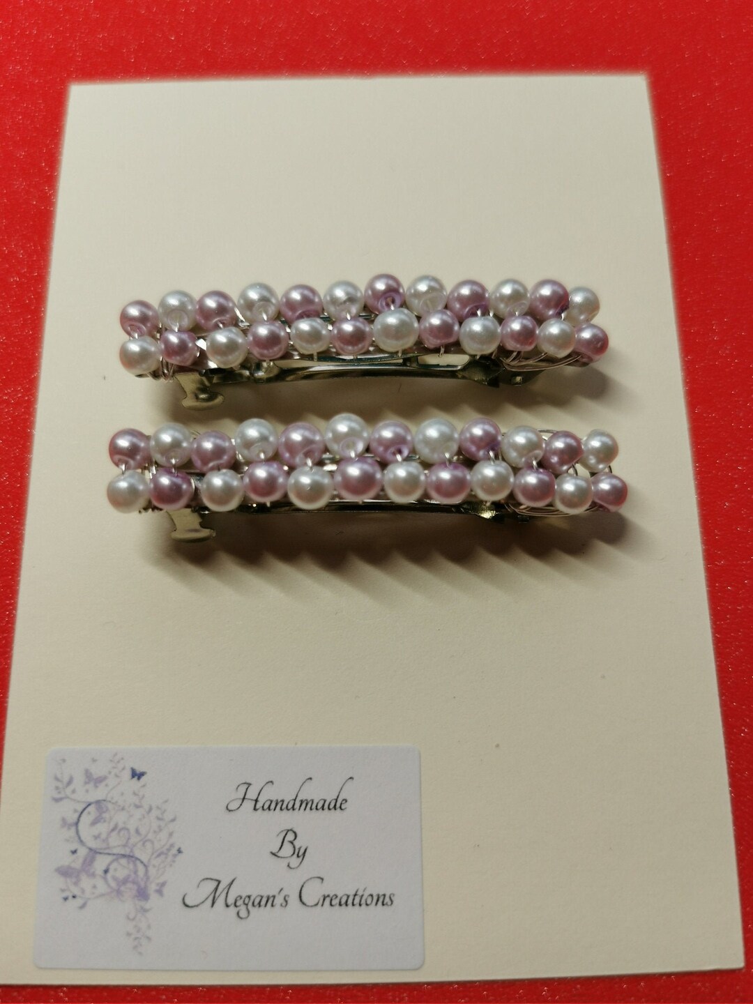 Pale Lilac and White Pearl Beaded Hair Clip. Pale Lilac and - Etsy