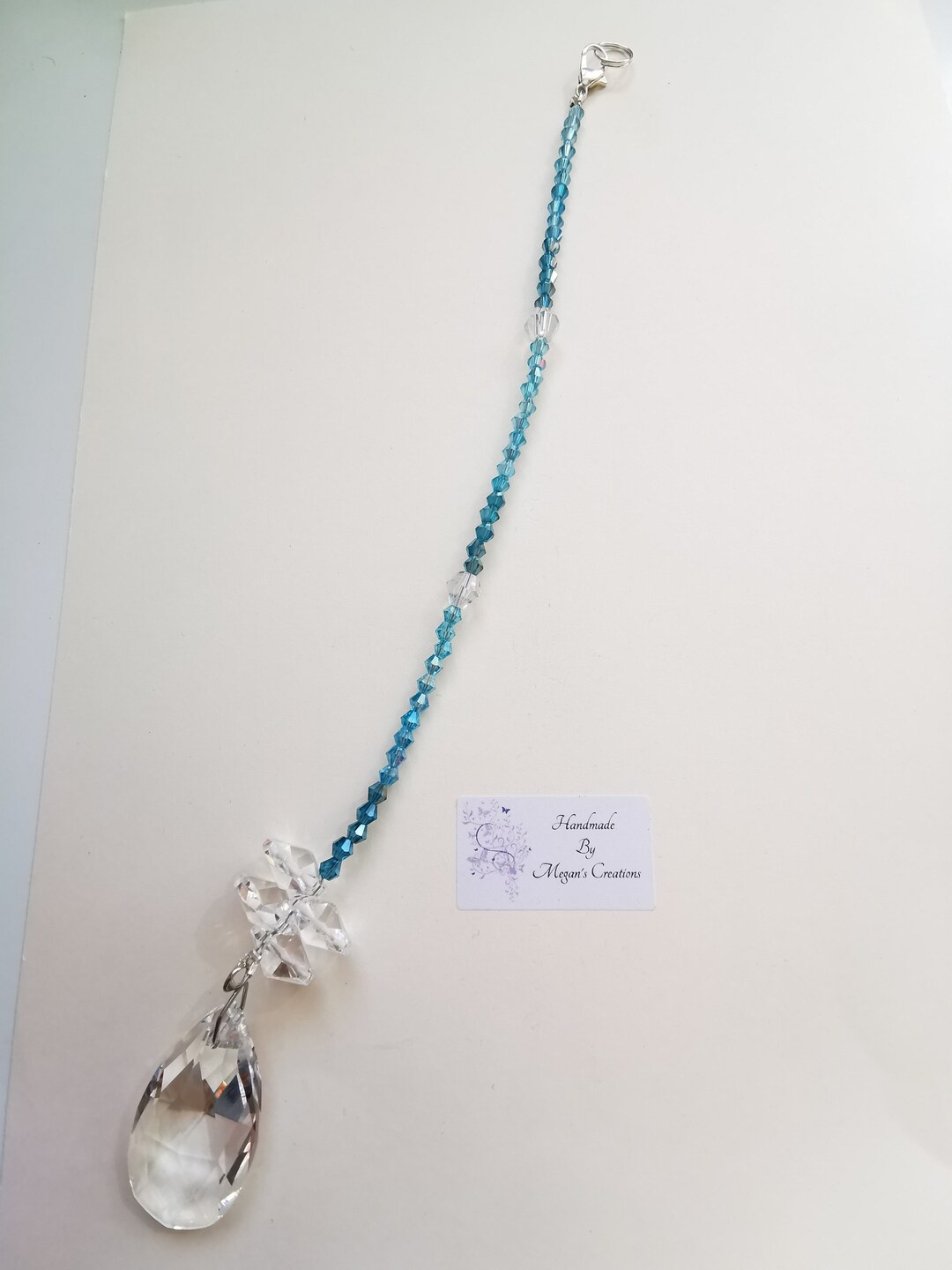 3 Tone Turquoise Glass Beaded Suncatcher With a 38mm Crystal - Etsy
