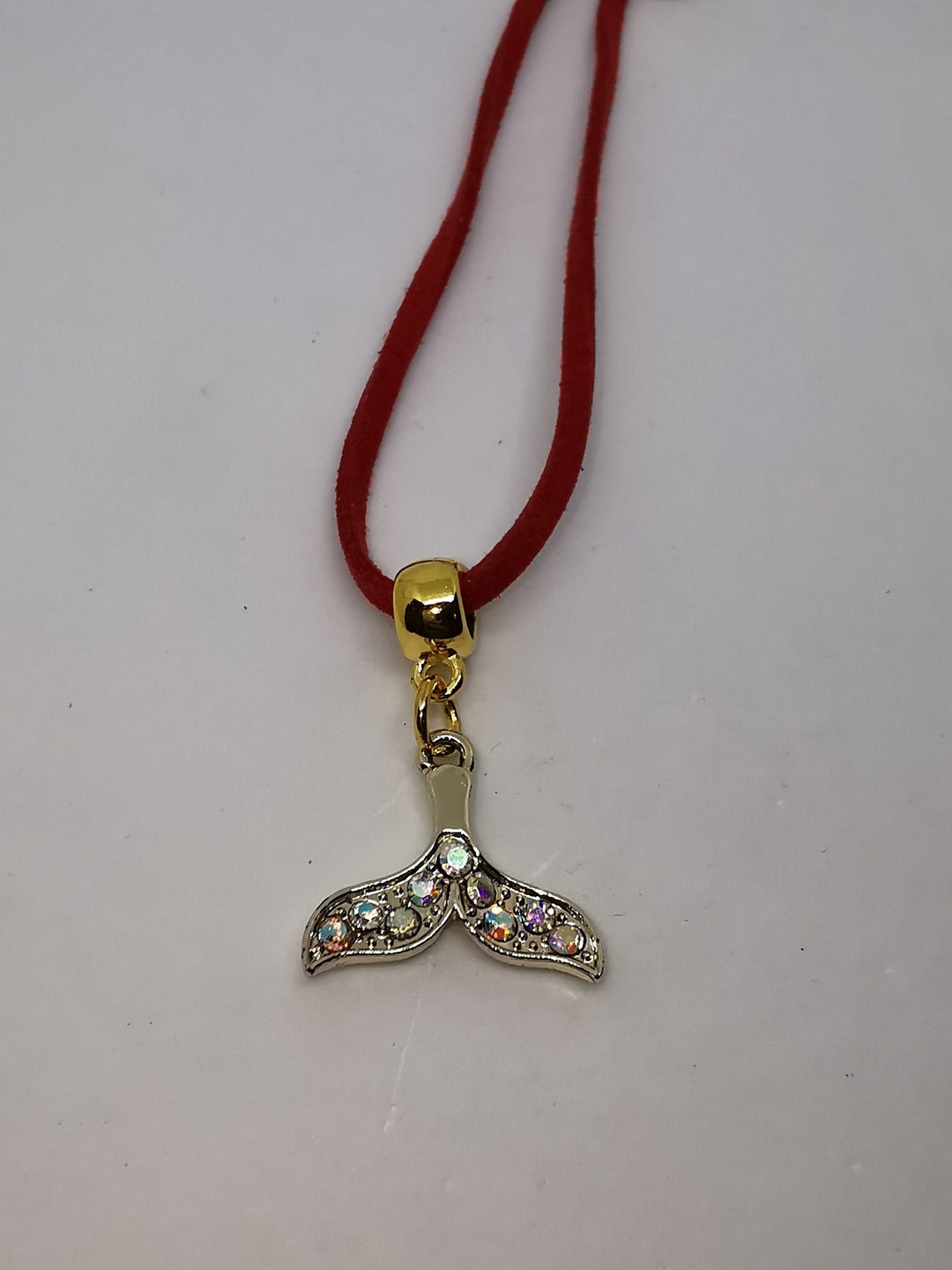 Child's Gold Coloured Mermaid Tail Themed Pendant on Faux Leather Suede ...