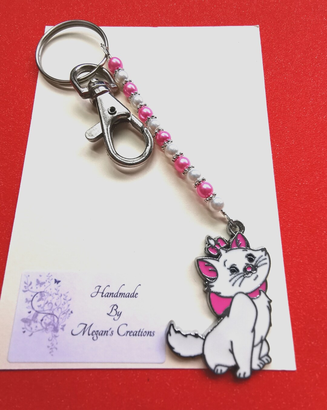 White Cat Themed Keyring White Cat Themed Keychain. Cat Keyring, Cat ...