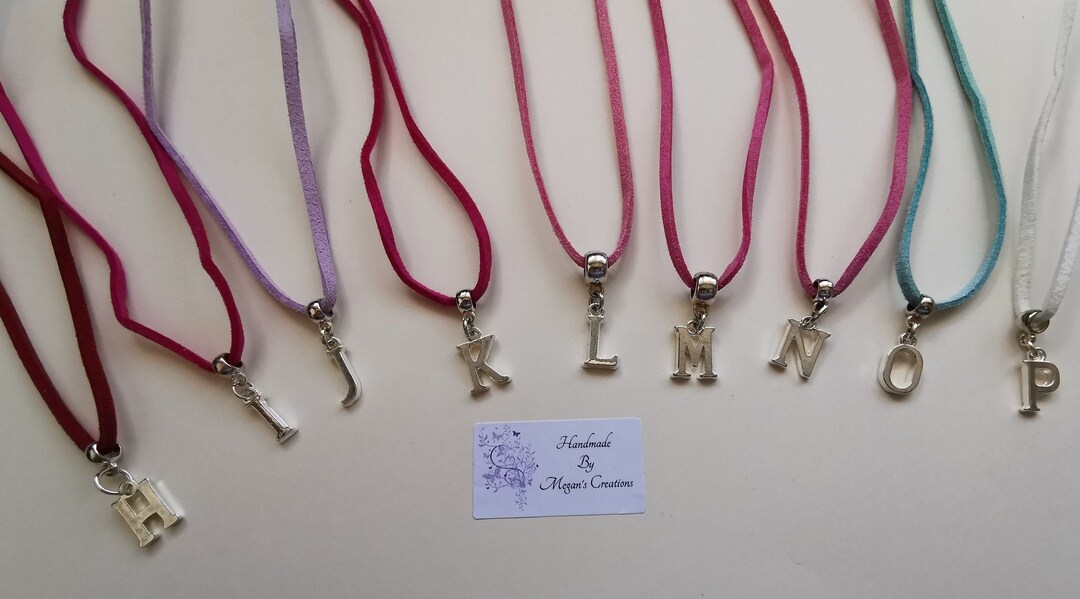 Child's Silver Coloured Initial Pendant on Faux Leather - Etsy